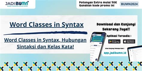 Word Classes In Syntax Hubungan Sintaksi Dan Kelas Kata