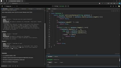 Leetcode 2490 Circular Sentence Java Youtube
