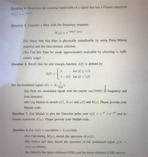 Solved Question Determine The Essential Bandwidth Of A Chegg