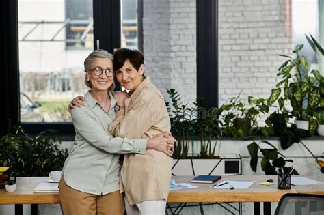 Two Mature Women Standing Together In Stock Image Image Of Respect