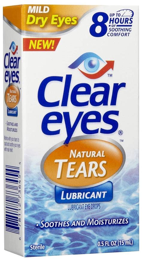 Clear Eyes Natural Tears Eye Drops For Mild Dry Eyes Soothing