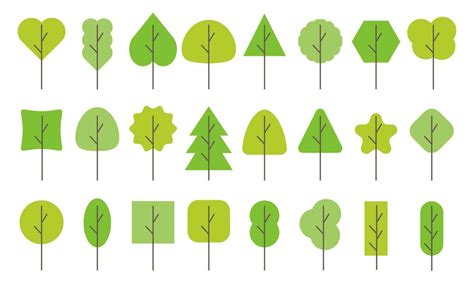 Green Tree Vector Icon Set Vector Illustration 25751425 Vector Art At Vecteezy