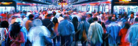 Premium Photo Commuter Train Crowded Platform Passengers Boarding