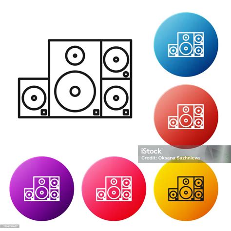 Ikon Speaker Stereo Garis Hitam Terisolasi Pada Latar Belakang Putih