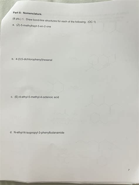 Solved 1 ﻿draw Bond Line Structures For Each Of The