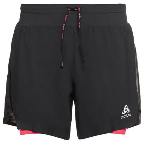 Odlo Short 2 En 1 Axalp Trail 6 Inch W Black Paradise Pink Short Trail