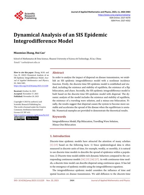 PDF Dynamical Analysis Of An SIS Epidemic Integrodifference Model