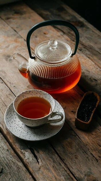 Hot Green Tea In Glass Teapot And Cup Premium Ai Generated Image
