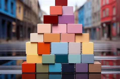 premium photo colorful stack of building blocks generative ai