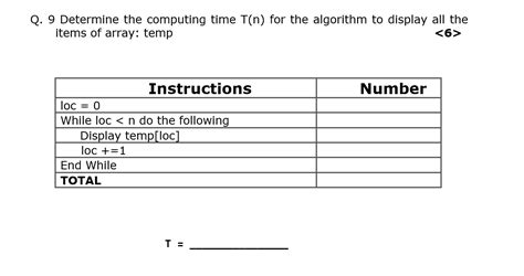 Solved Q Determine The Computing Time T N For The Chegg