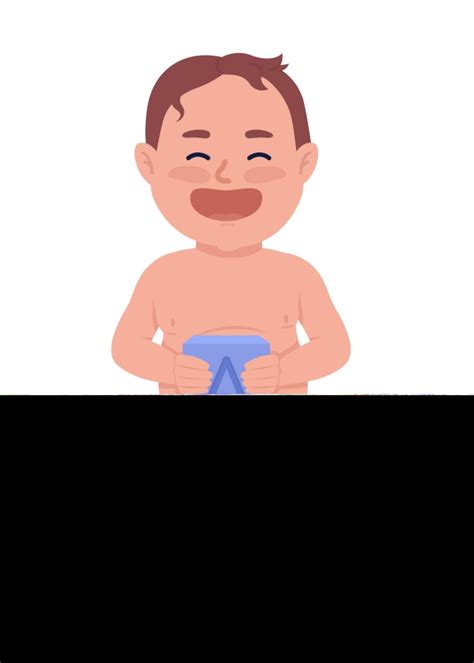 편지 큐브 세미 플랫 컬러 벡터 캐릭터와 함께 웃는 아기 신체 시끄러운 상세한 Png 일러스트 및 벡터 에 대한 무료 다운로드 Pngtree