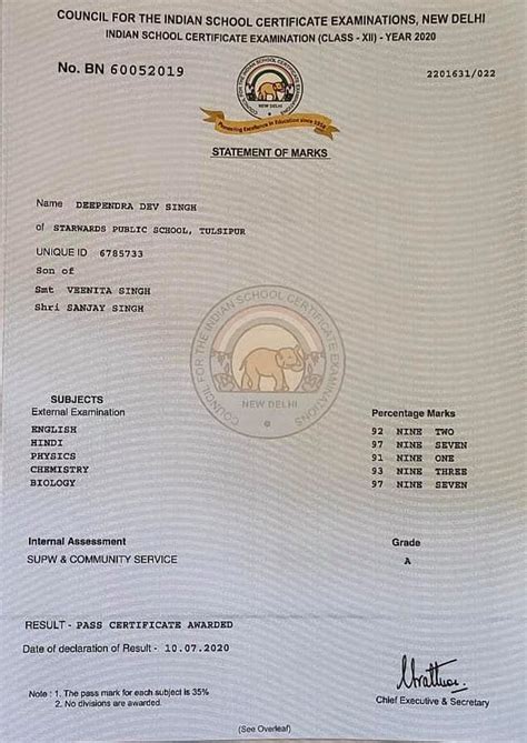 Mark Sheet And Pass Starwards Public School Icse And Isc Facebook