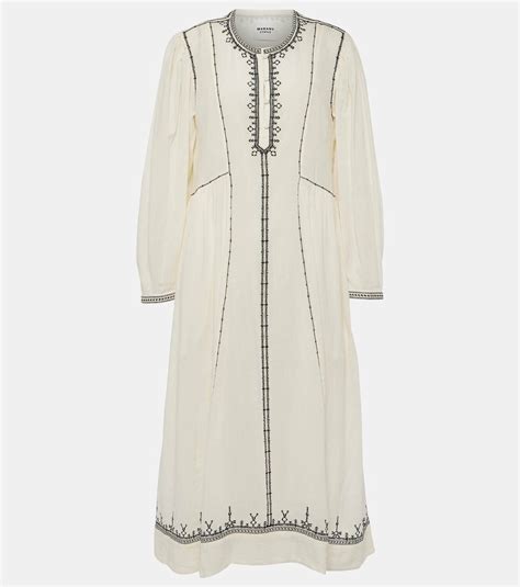 Marant Etoile Pippa Embroidered Cotton Midi Dress Isabel Marant Etoile