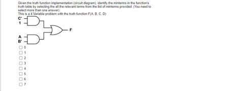 Solved Given The Truth Function Implementation Circuit