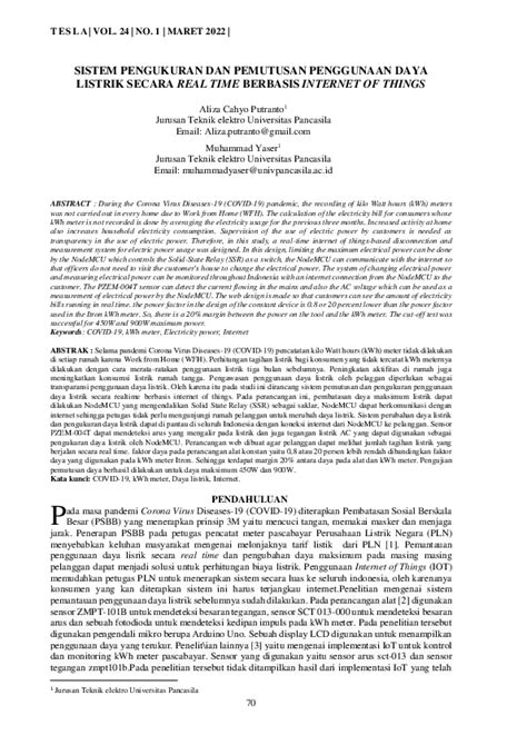Pdf Sistem Pengukuran Dan Pemutusan Penggunaan Daya Listrik Secara Real Time Berbasis Internet