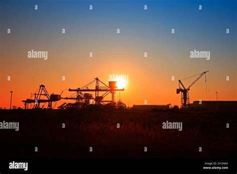 Port Crane Unloading Container Ships Stock Photo Alamy