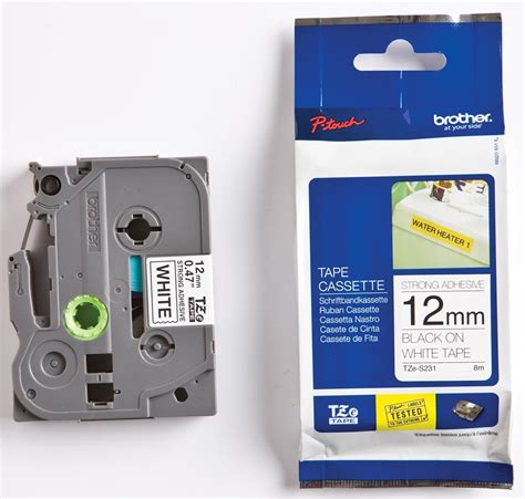 Brother Tze Ruban Pour P Touch 12 Mm Noir Sur Blanc Adhésif Puissant