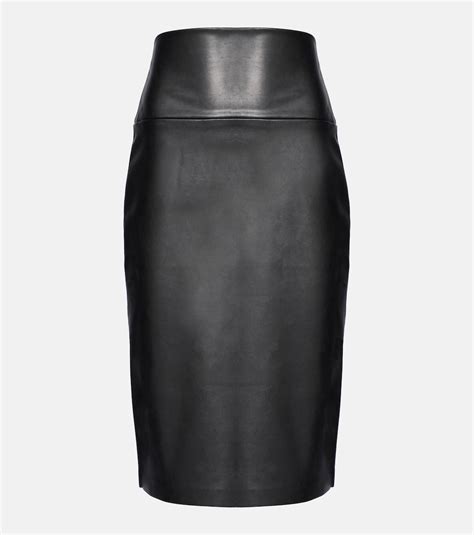 Faux Leather Pencil Skirt In Black Norma Kamali Mytheresa
