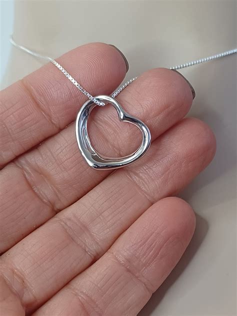 Floating Heart Sterling Silver Pendant Necklace Heart Pendant Heart
