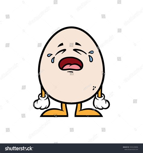 Cartoon Crying Egg Character Stock Vector Royalty Free 1033228006