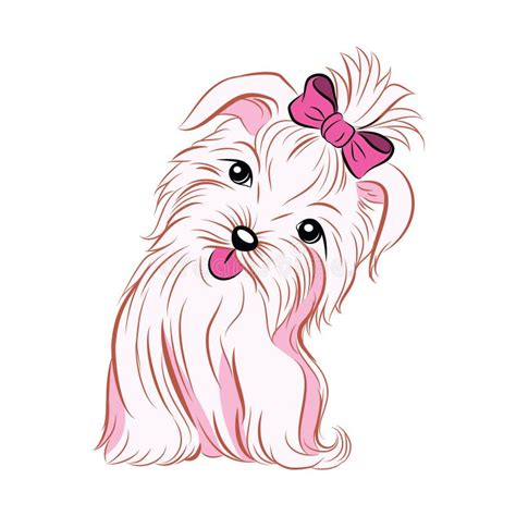 Cane Rosa Sveglio Della Ragazza Che Mostra La Sua Lingua Illustrazione