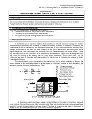 Transformer Laboratory Experiments Pdf Electrical Engineering Department EE Laboratory