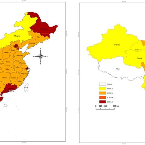 Spatio Temporal Maps Of Green Economic Efficiency In China 2004 And 2018 Download Scientific