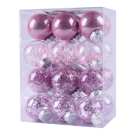 Azxy 24pc Christmas Ornaments Balls Pinkchristmas Tree Decorations
