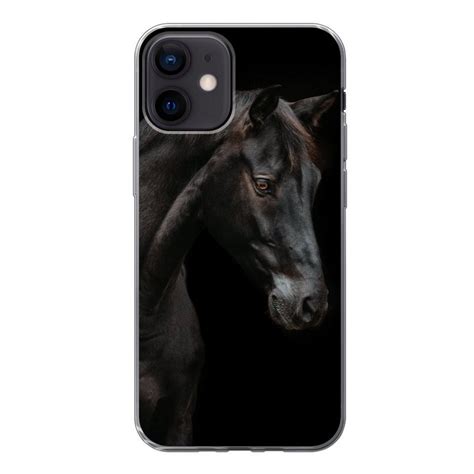 Muchowow Handyhülle Pferd Tiere Schwarz Porträt Handyhülle Apple