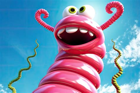Premium Ai Image The Joyful Face Of A Pink Worm Stirs The Calm Ground