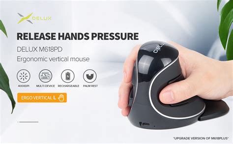 Badu Bg Delux M618pd безжична ергономична вертикална мишка Bluetooth 2 4 Ghz 4000 Dpi