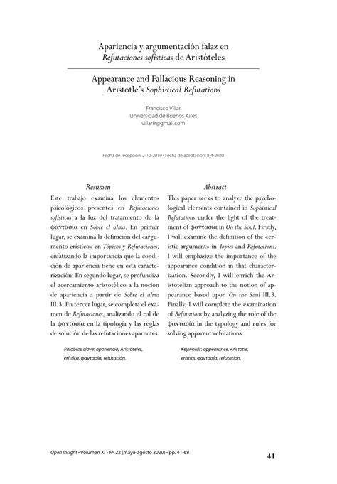 Pdf Appearance And Fallacious Reasoning In Aristotles Sophistical Refutations