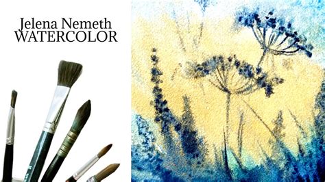 Процесс рисования акварелью с солевым эффектом Полевые цветы Youtube