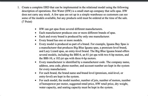 Solved Create A Complete Erd That Can Be Implemented In The