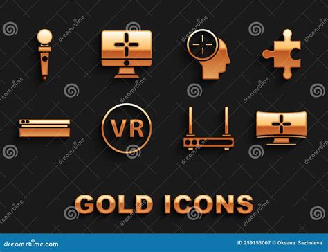 Set Virtual Reality Glasses Piece Of Puzzle Computer Monitor Router And Wi Fi Signal Video