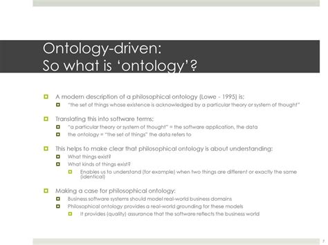 Ontology Driven Re Engineering Of Business Systems Ppt Download