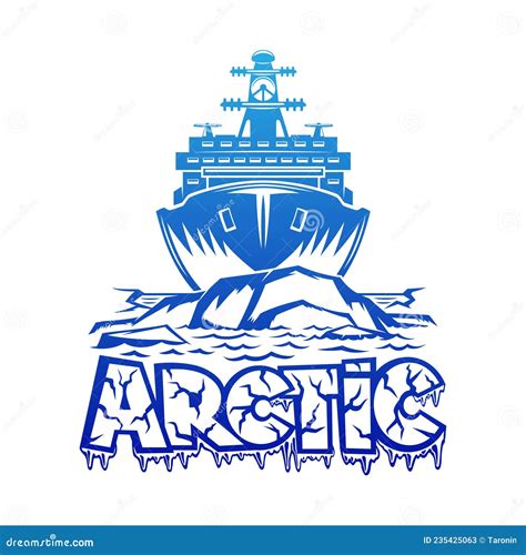 Icebreaker Ship Flat Vector Illustration Isolated On Blue Background