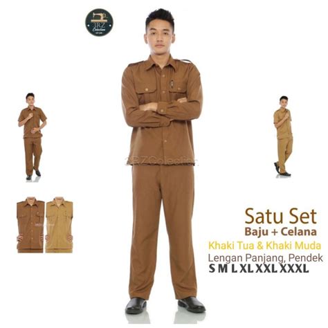 Seragam PNS Pria Lengan Pendek Lengan Panjang Baju Dinas PNS Pemda Baju Pns Khaki Tua Khaki Muda