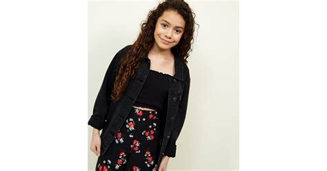 Girls Black Shirred Bandeau Top New Look