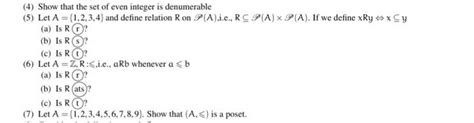 solved 4 show that the set of even integer is denumerable