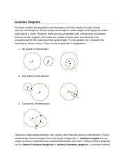 Common Tangent Project Student Guide Docx Common Tangents You Have
