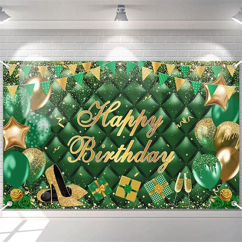 Green Gold And Black Happy Birthday Background Banner