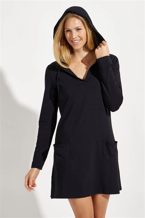 Womens Catalina Beach Cover Up Dress Black Upf 50