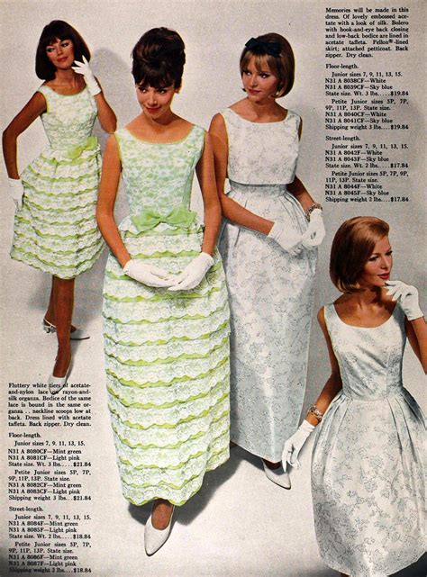 Vintage Lace White Dress 1965 Sears Catalog 1960s Prom Dresses 60