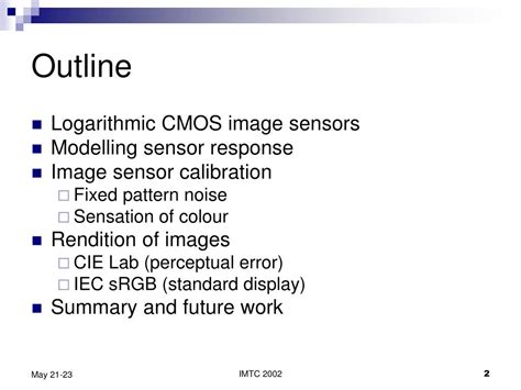 PPT Modelling Calibration And Rendition Of Colour Logarithmic CMOS Image Sensors PowerPoint