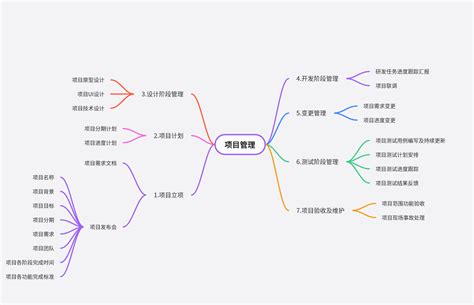 项目全流程七大流程：立项、计划、设计、开发、变更、测试、验收 Boardmix模板