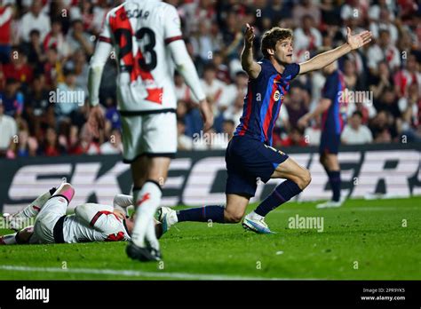 Barcelona S Marcos Alonso Reacts During A Spanish La Liga Soccer Match
