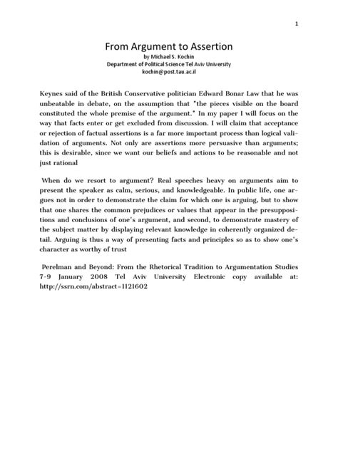 From Argument To Assertion Pdf Argument Rhetoric