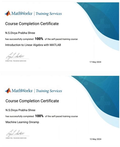 Divya Prabha Shree N S On Linkedin Certifications 1 Introduction To Linear Algebra With Matlab