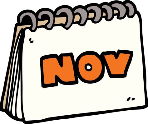 Cartoon Doodle Calendar Showing Month Of November 12144156 Vector Art